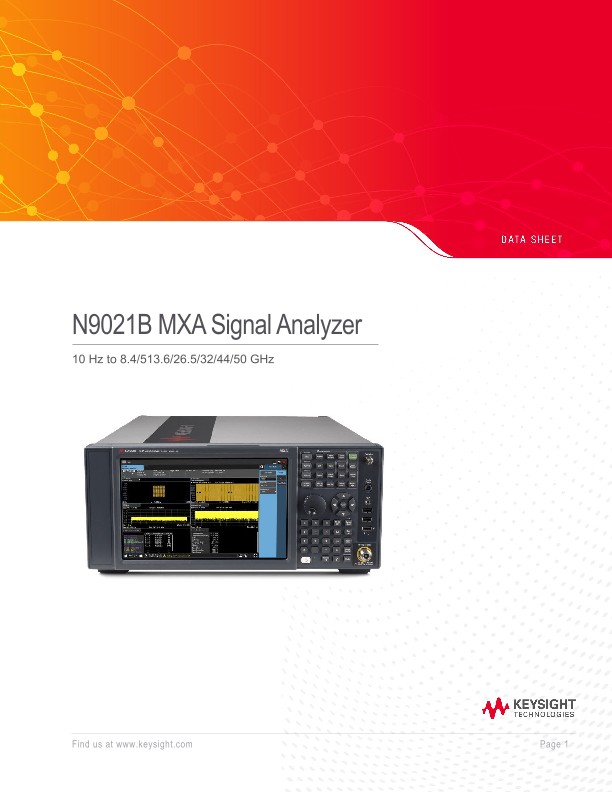 N9021B MXA Signal Analyzer PDF Asset Page | Keysight